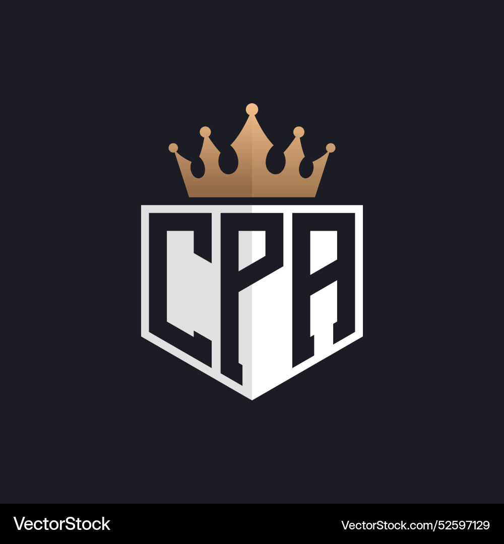 Luxury cpa logo with crown elegant initials Vector Image