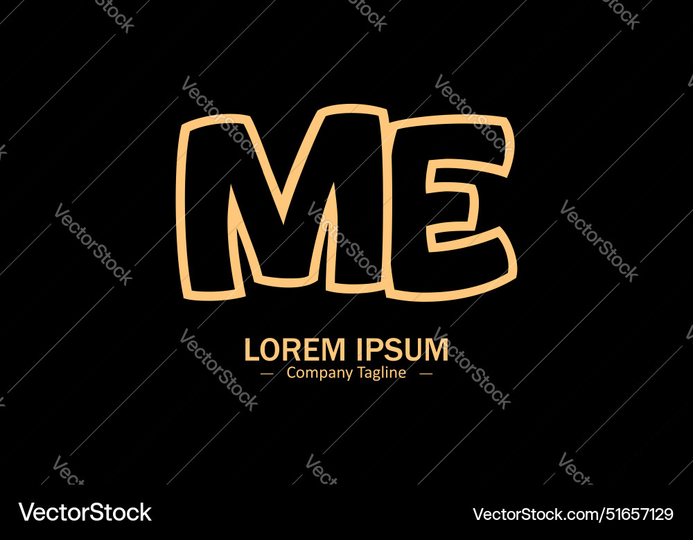 M e letter logo design icon silhouette Royalty Free Vector