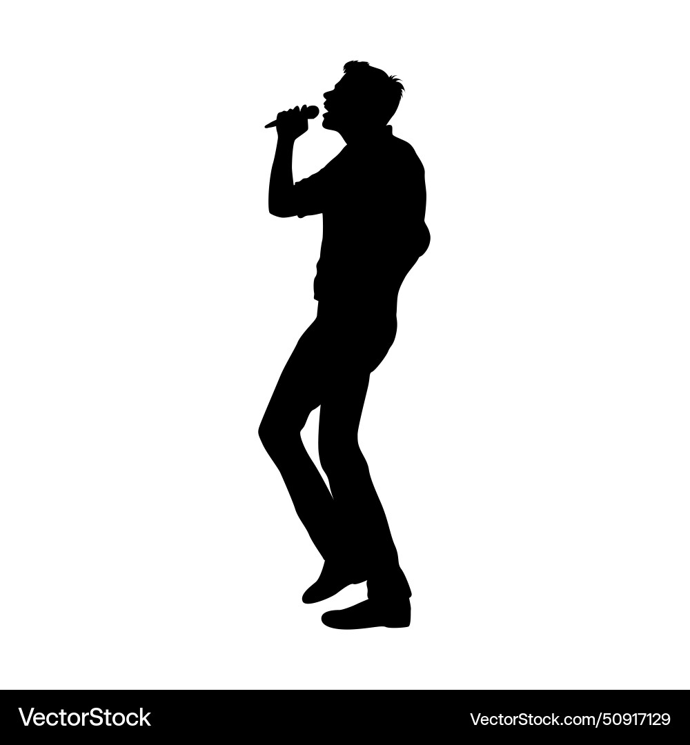 Man singing karaoke and dancing together Vector Image
