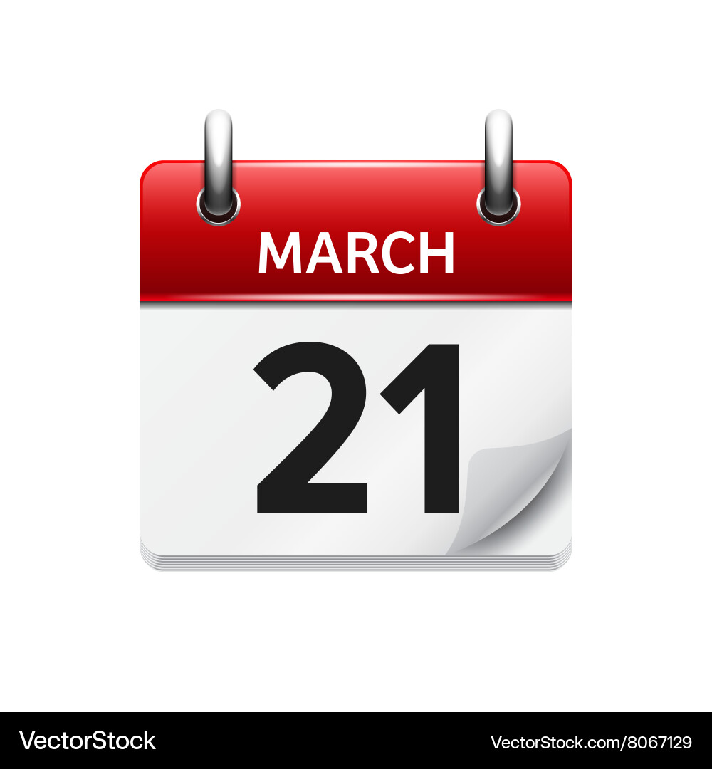 March 21 flat daily calendar icon date Royalty Free Vector