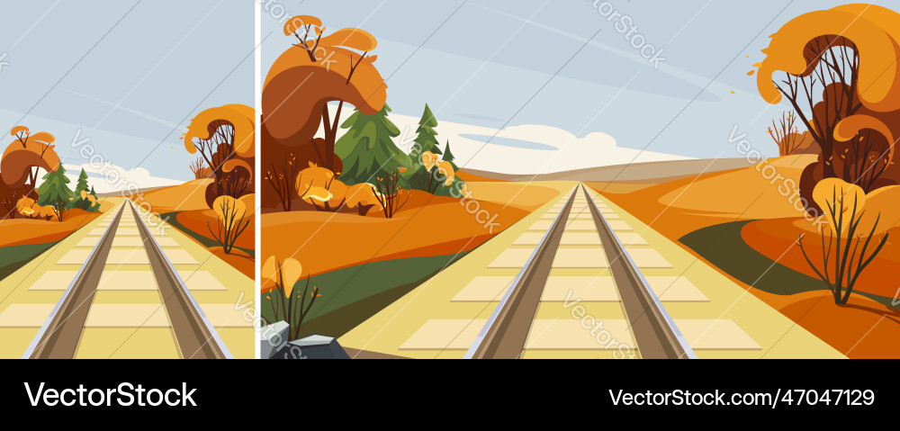 Railroad in autumn season Royalty Free Vector Image