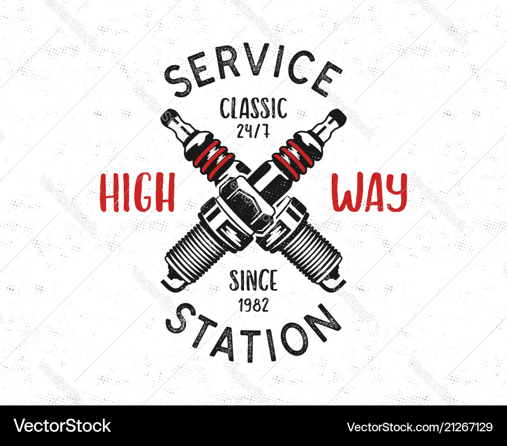 Service station emblem design classic garage logo Vector Image