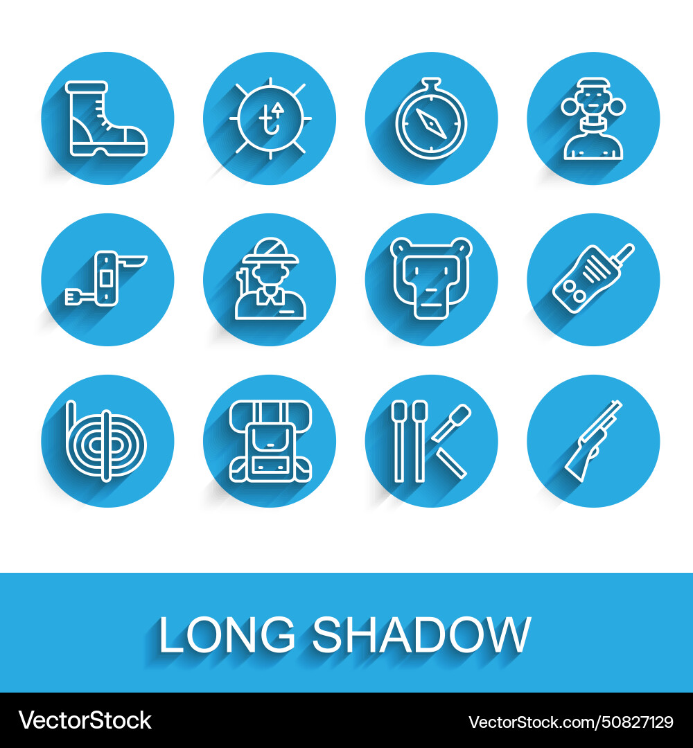 Set line climber rope hiking backpack hunter Vector Image