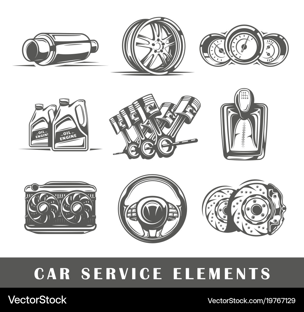 Set of elements the car service Royalty Free Vector Image