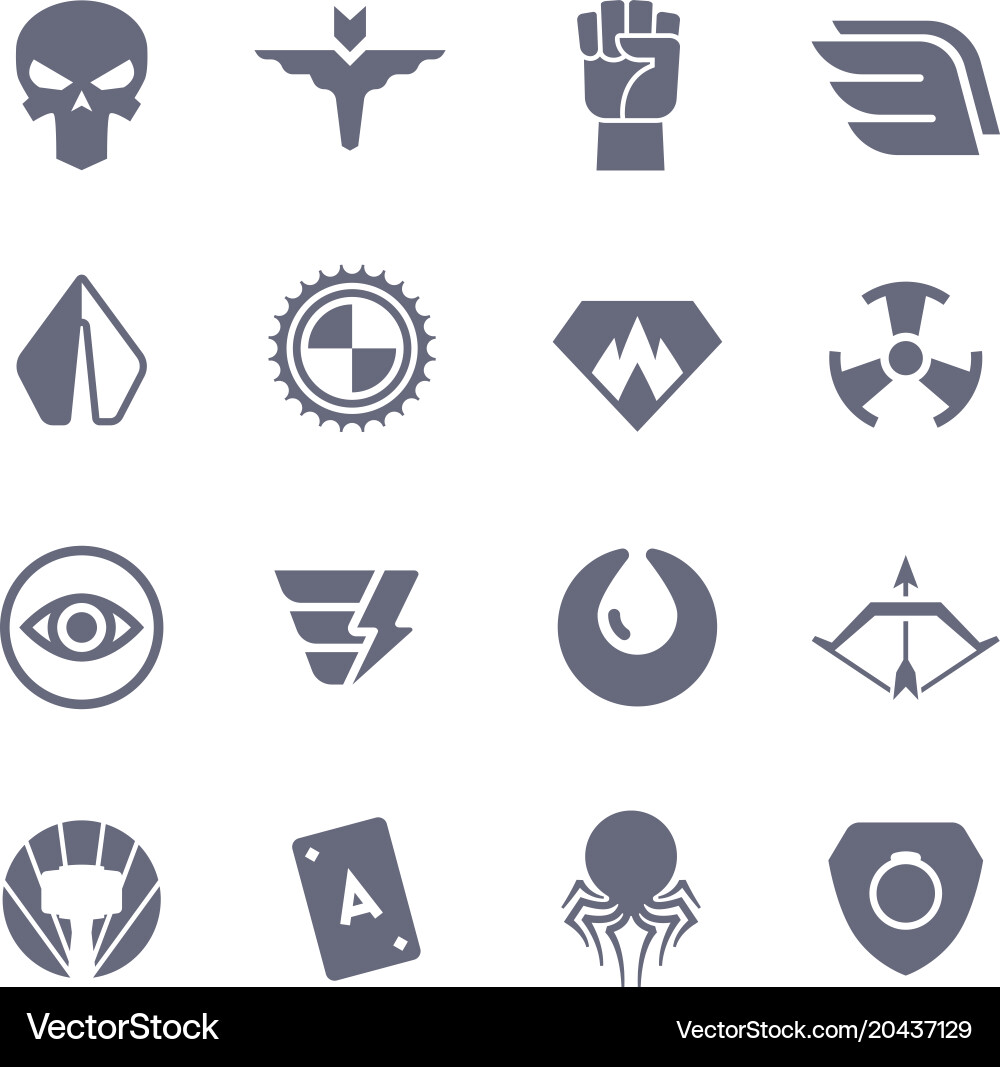 Superheroes icons super power superhero Royalty Free Vector