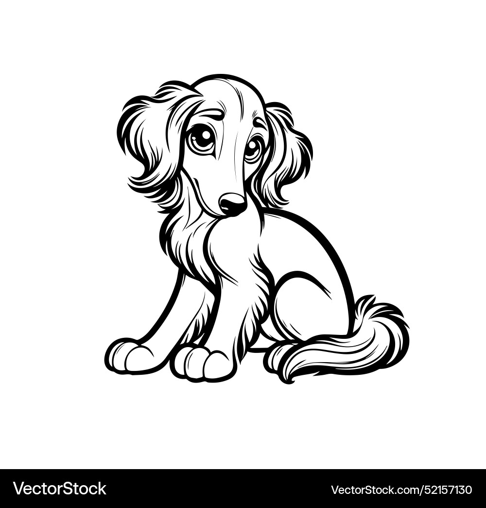 Adorable long-haired dog sitting with a sweet Vector Image