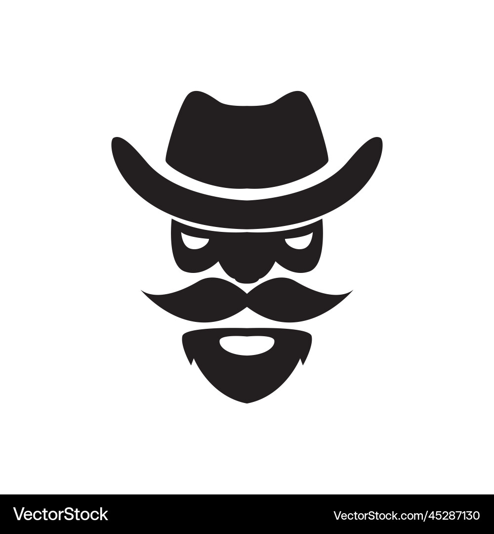 Bearded cowboy icon logo Royalty Free Vector Image