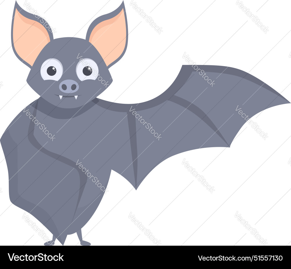 Cartoon grey bat is standing and spreading its Vector Image