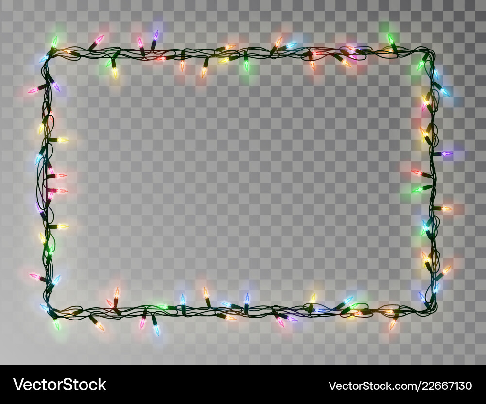 Christmas lights border light string frame Vector Image