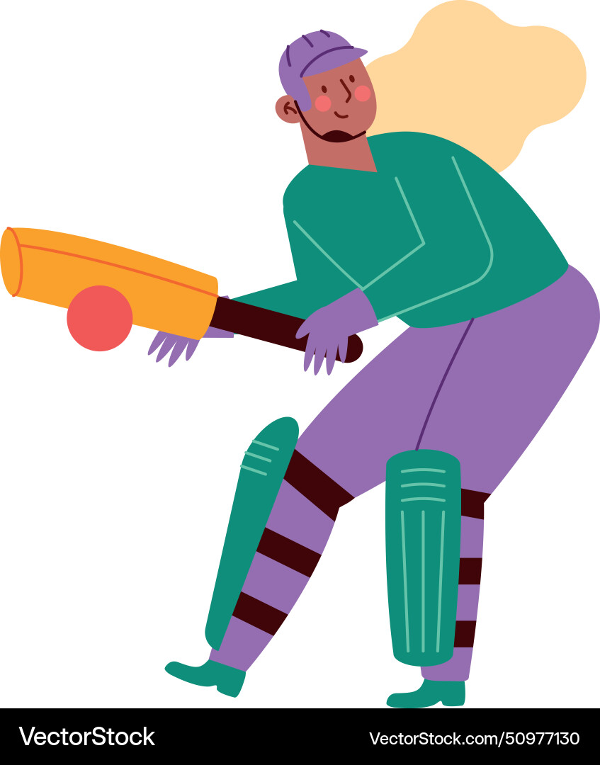 Cricket player cartoon Royalty Free Vector Image
