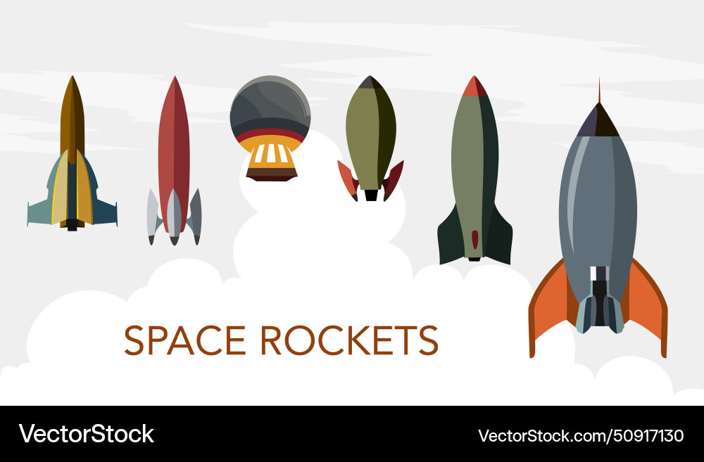 Smoke of the launch pad shuttle flies into space Vector Image