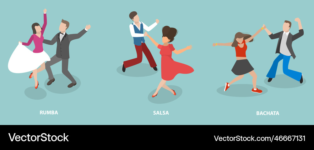 3d isometric flat set of dancing people Royalty Free Vector