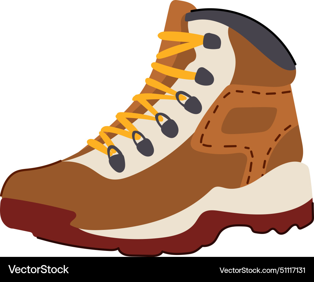Adventure hiking boots female cartoon Royalty Free Vector