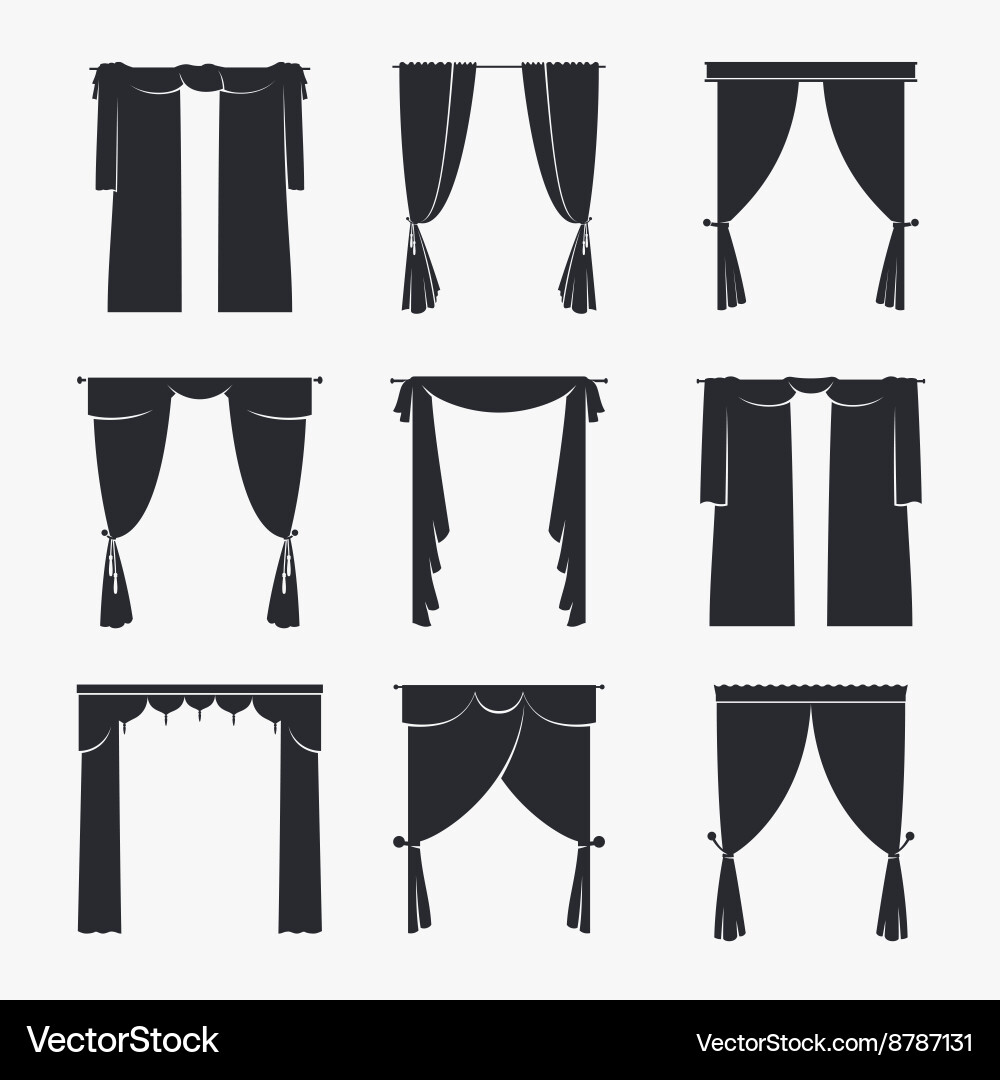 Black curtain icons Royalty Free Vector Image - VectorStock