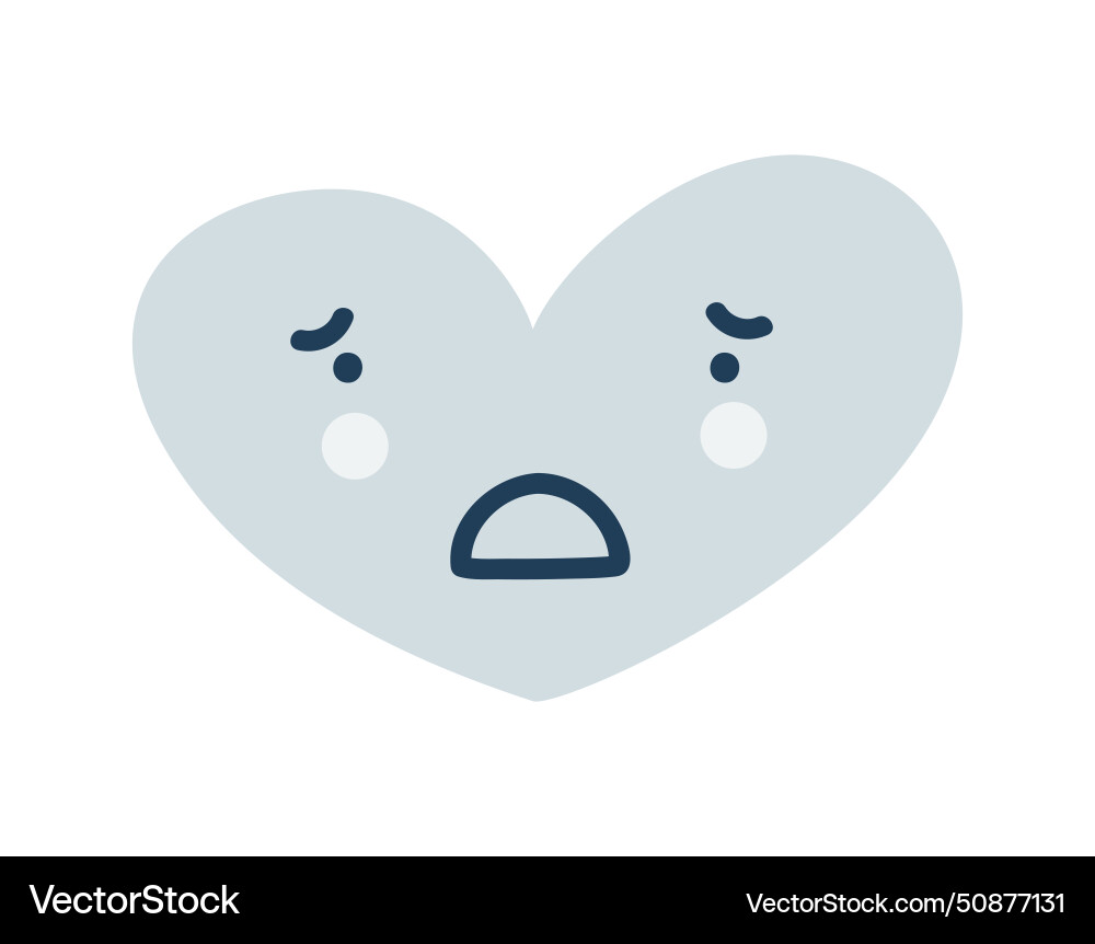 Blue disappointed heart emoji icon object symbol Vector Image