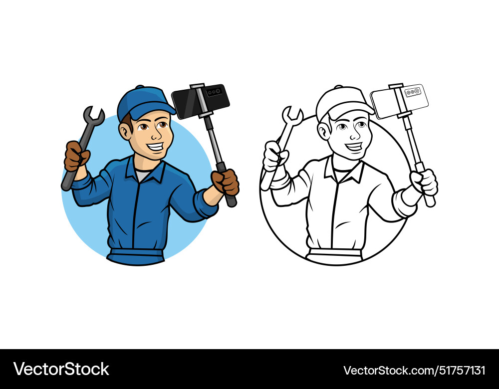 Cell phone technician character design Royalty Free Vector