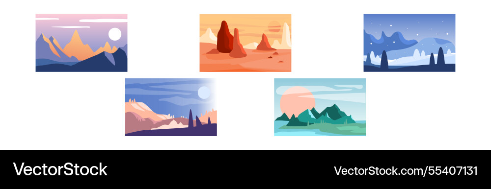 Contemporary outdoor mountain view and scenery Vector Image