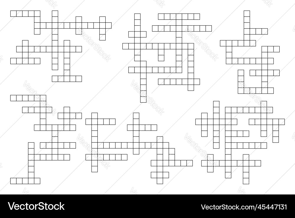 Crossword game grid template word quiz layout Vector Image
