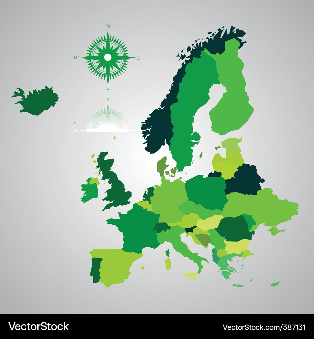 European Map With Compass Royalty Free Vector Vectorstock 5405