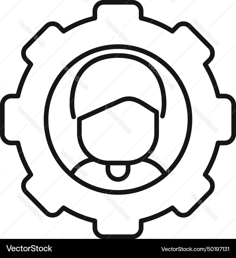 Gear person project icon outline Royalty Free Vector Image