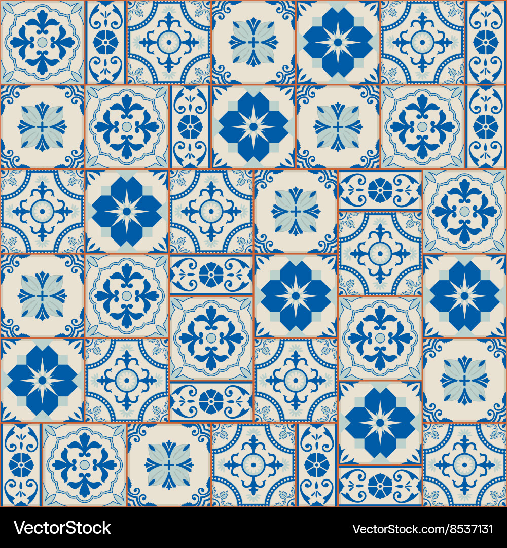 Seamless turkish moroccan portuguese tiles Vector Image