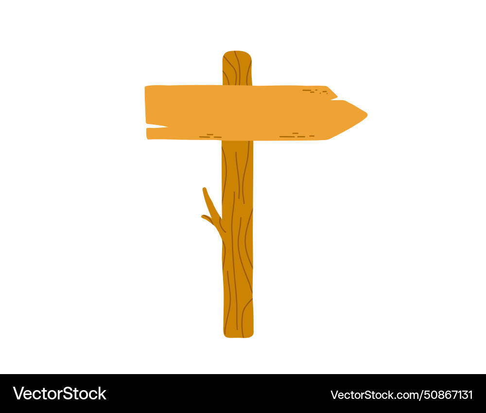 Wooden sign board road pointer icon cartoon Vector Image