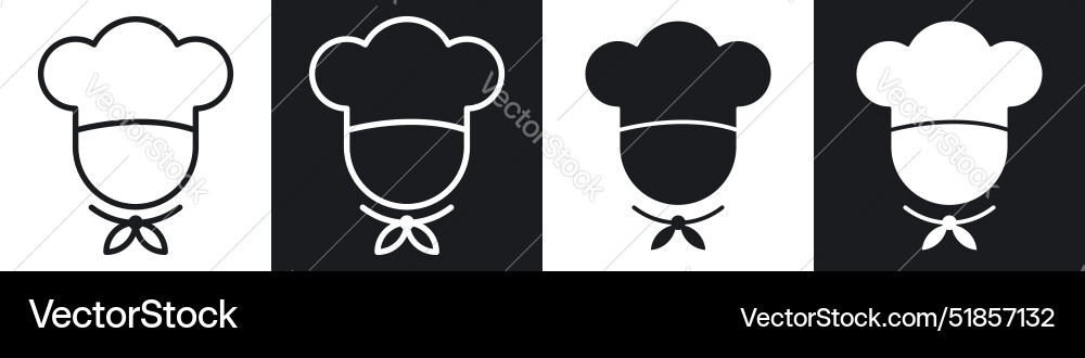 Chef icon set in black and white filld Royalty Free Vector