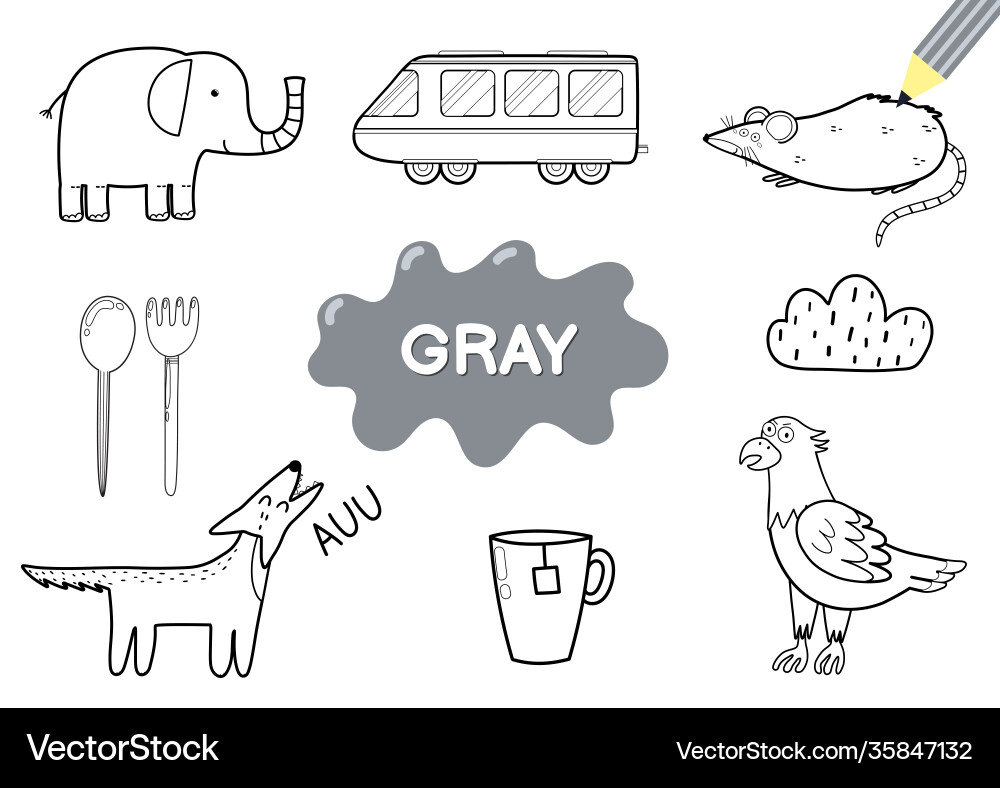 Color elements in gray coloring page for kids Vector Image