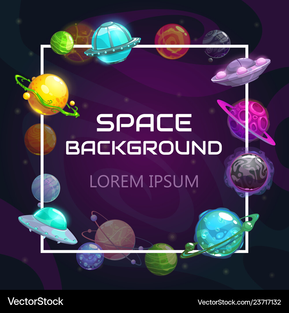 Creative space background with cartoon colorful Vector Image