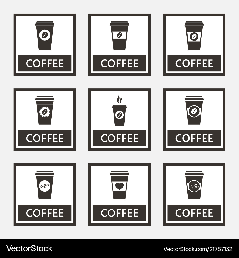 Disposable coffee cup signs and icons set Vector Image