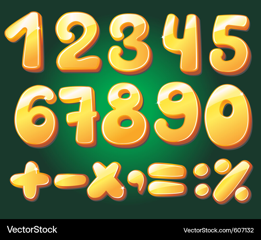 Hand drawn numerals Royalty Free Vector Image - VectorStock