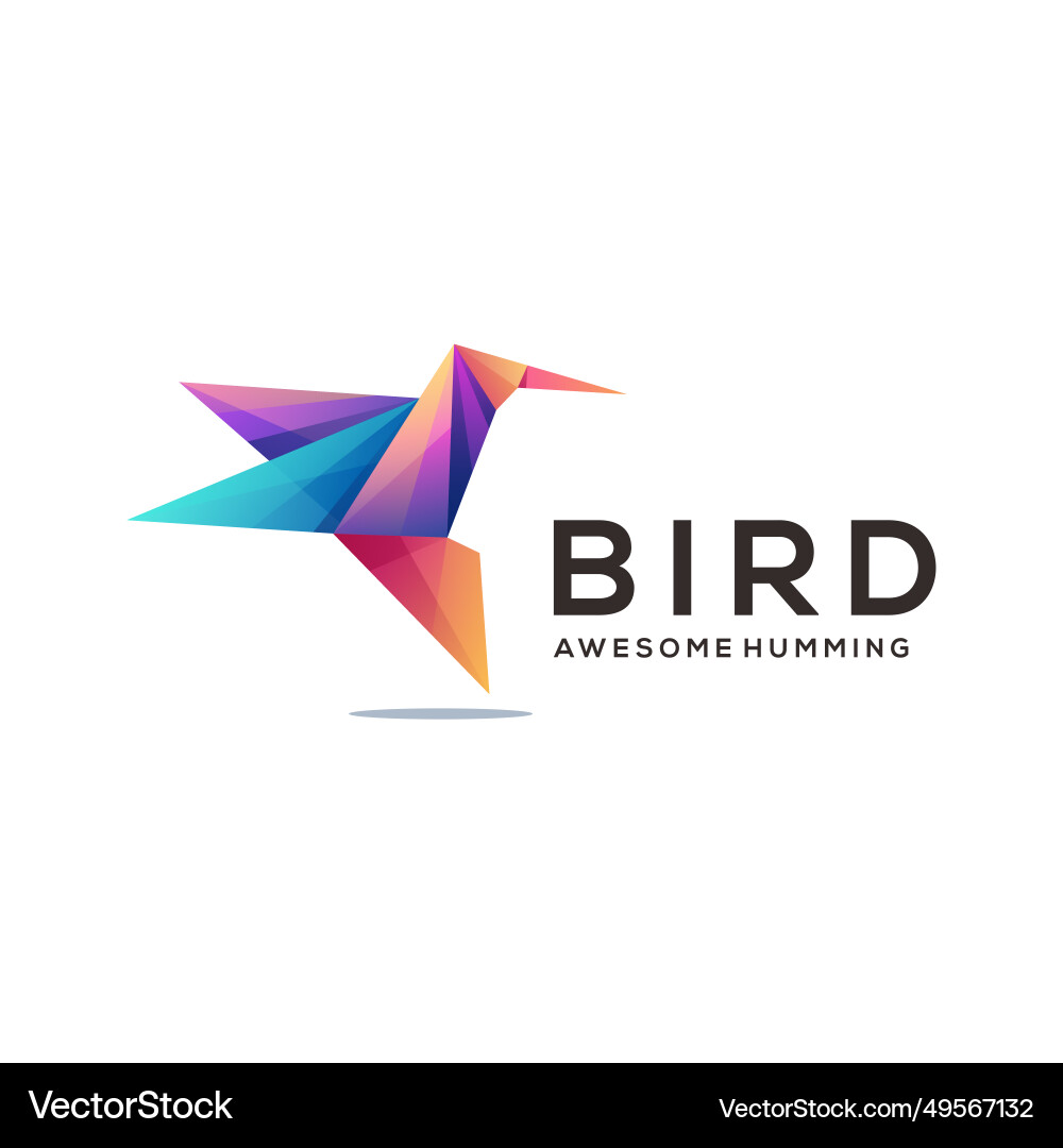 Humming bird logo colorful geometric gradient Vector Image