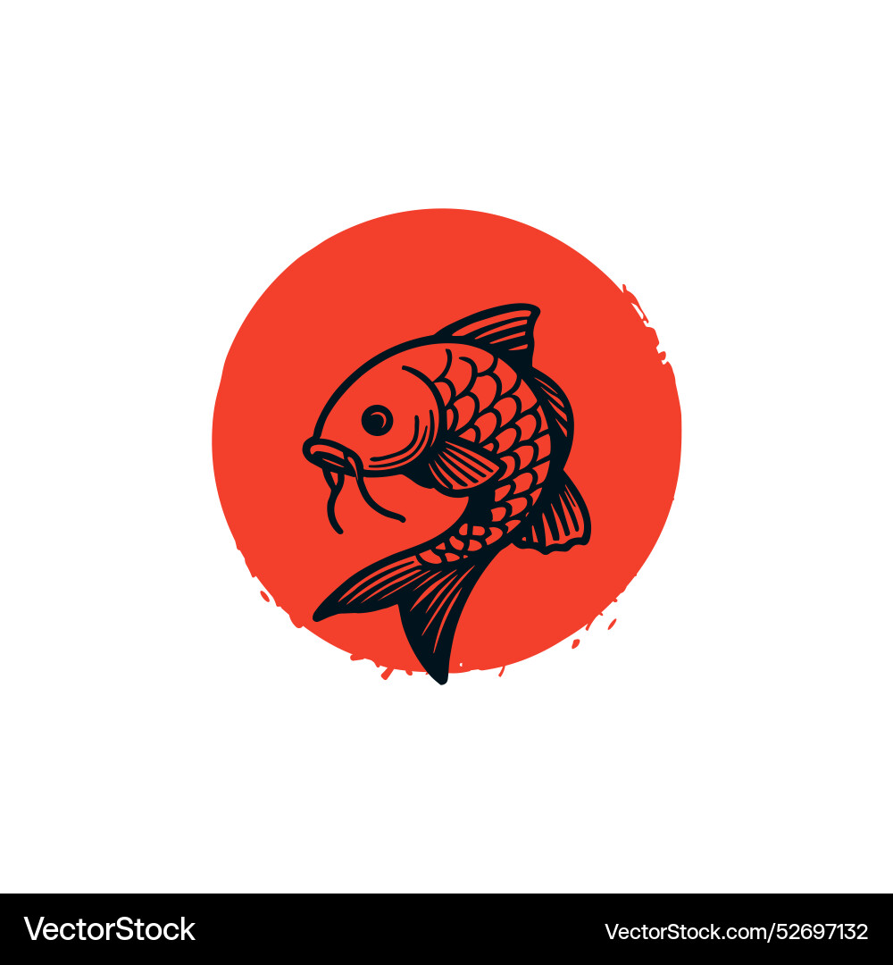 Japanese koi fish red flag black Royalty Free Vector Image
