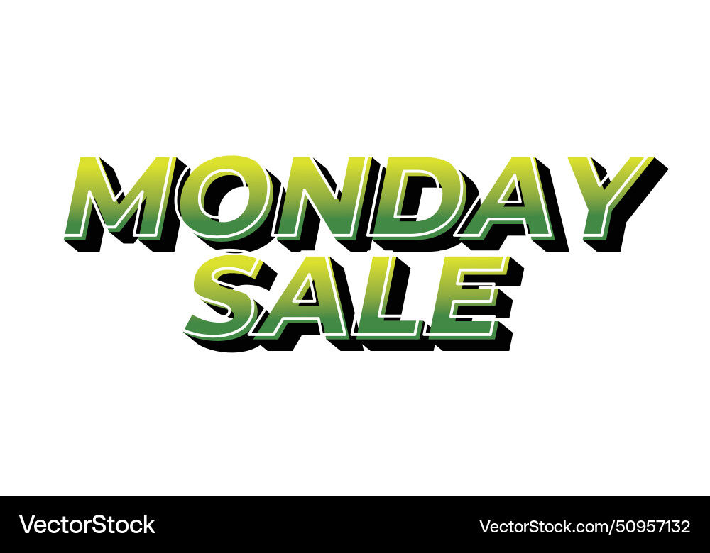 Monday sale text effect in 3d style with eye Vector Image