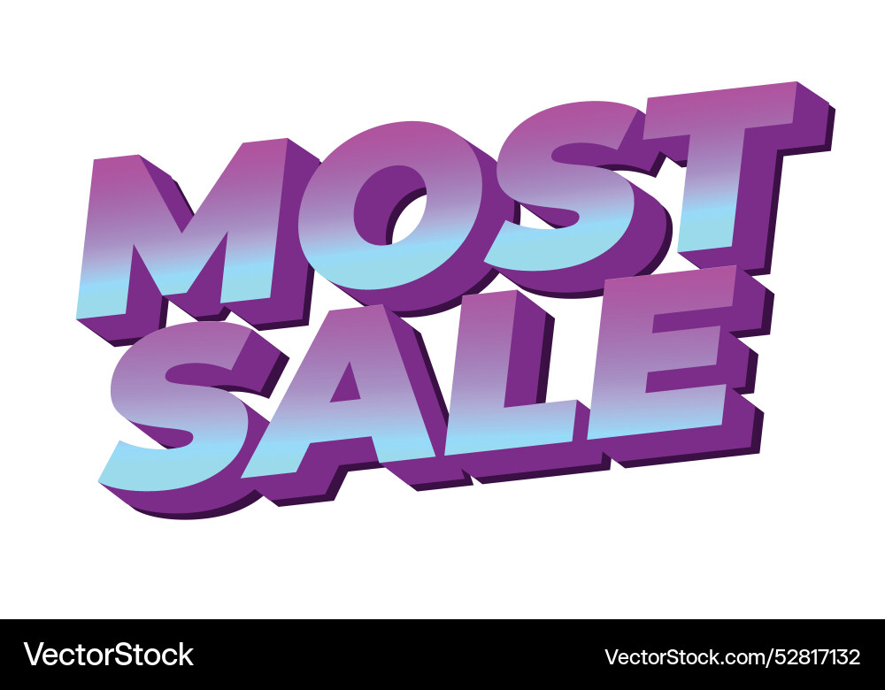 Most sale text effect in 3d style with good colors