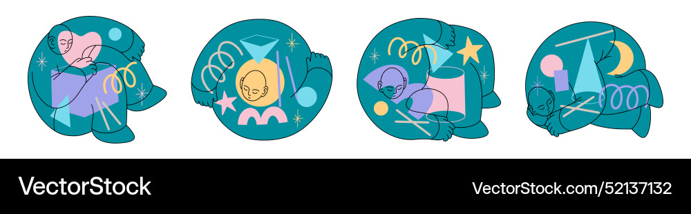 Outline people abstract person design doodle Vector Image