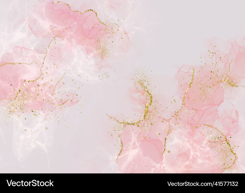 Pastel pink alcohol ink background with glitter Vector Image