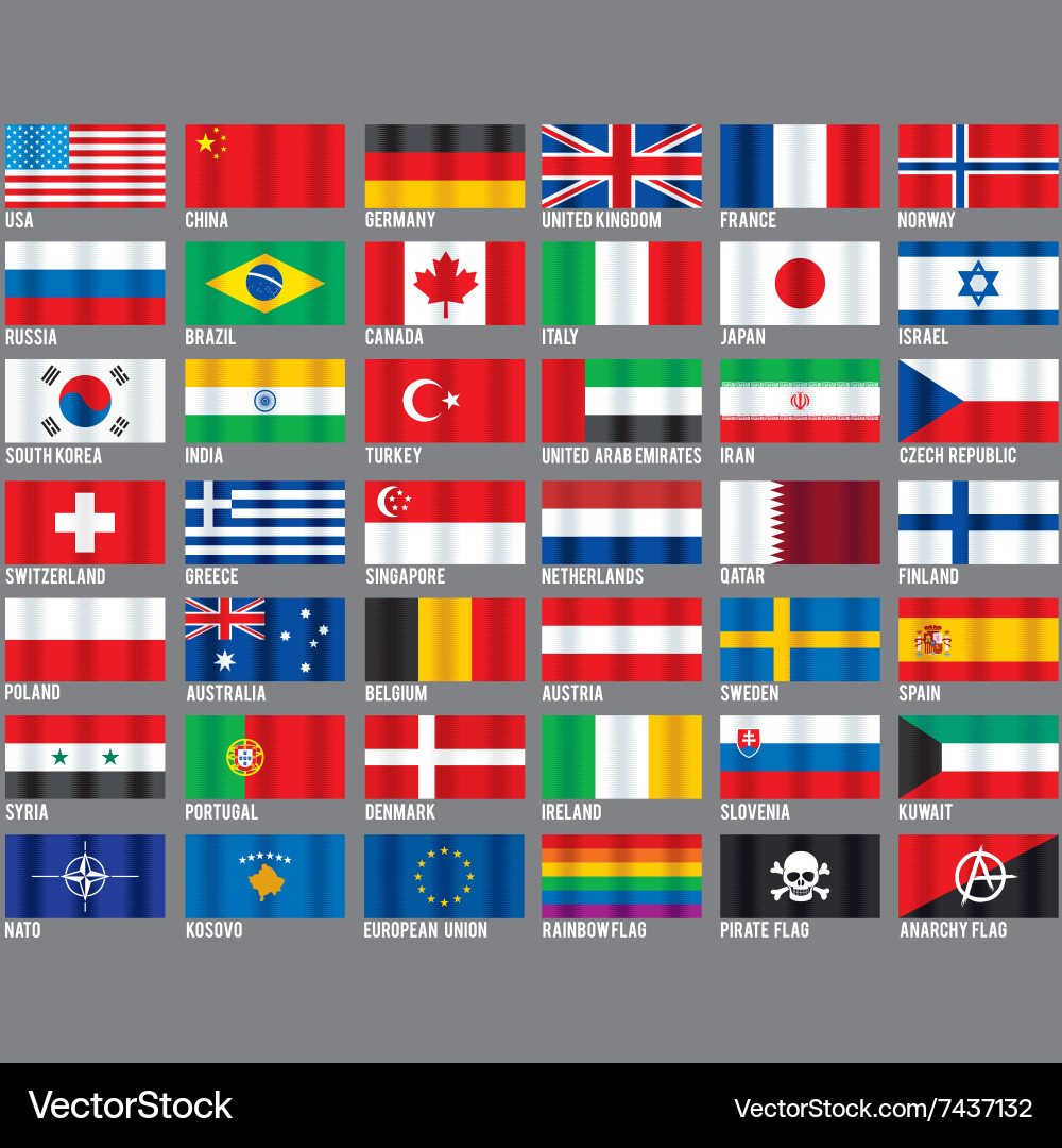 Popular flags Royalty Free Vector Image - VectorStock