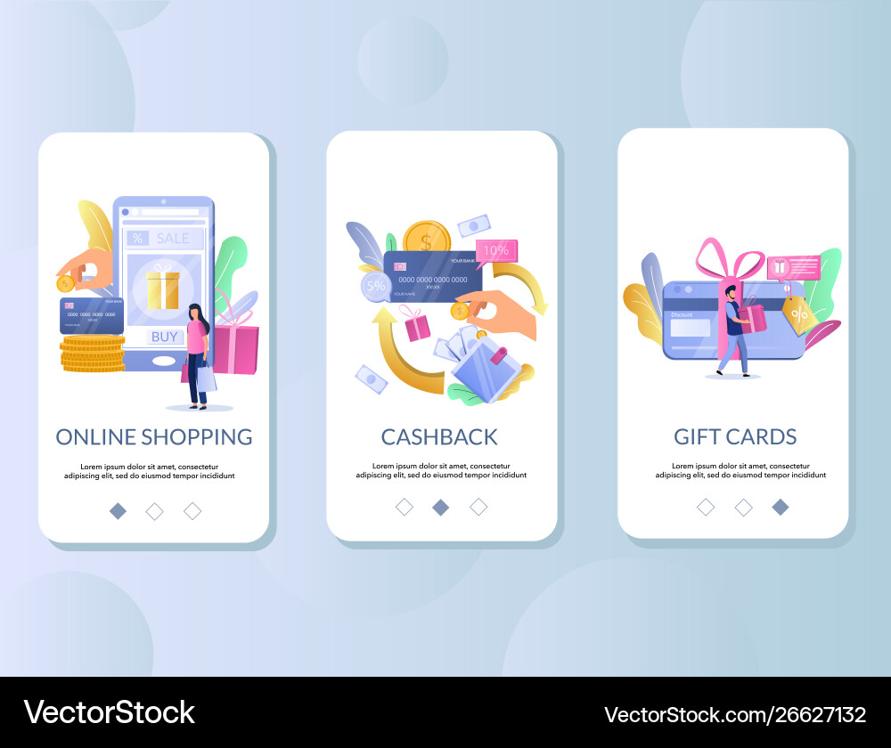 Retail App Onboarding - Rewards & Loyalty Vector Image