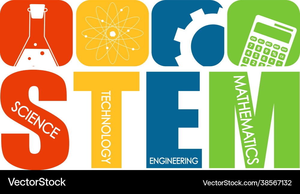 Stem education logo banner with learning icons Vector Image