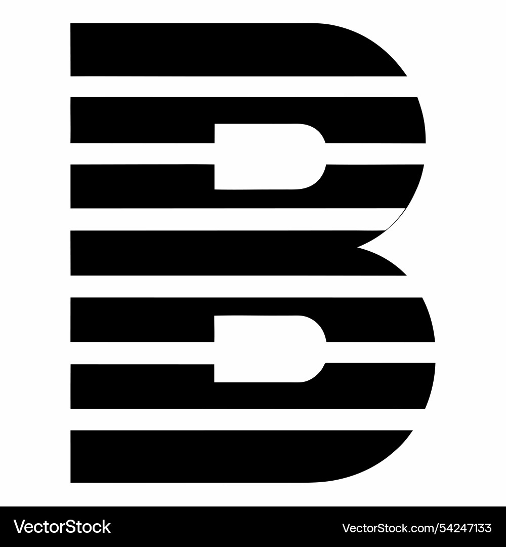 Black abstract letter b icon with horizontal strip