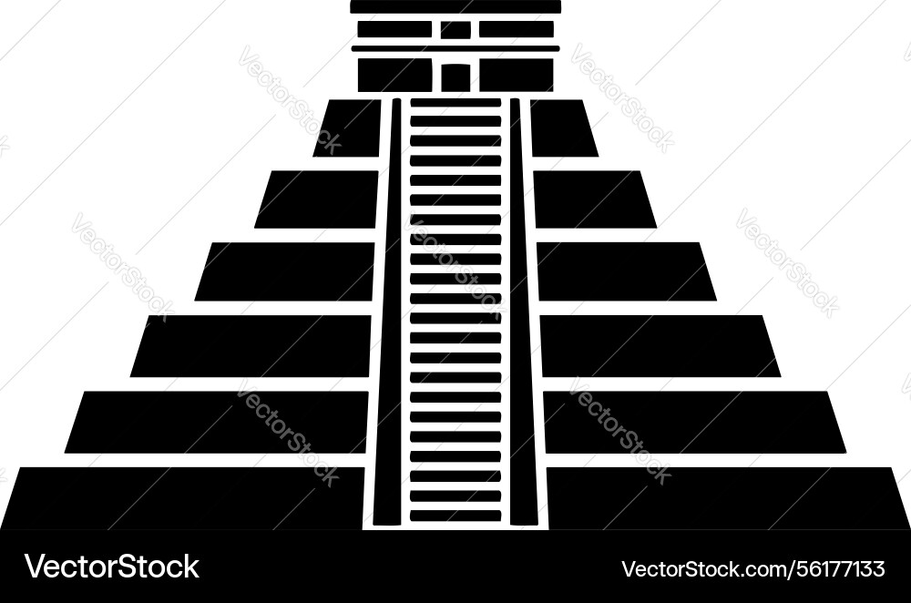 Black and white mayan pyramid Royalty Free Vector Image
