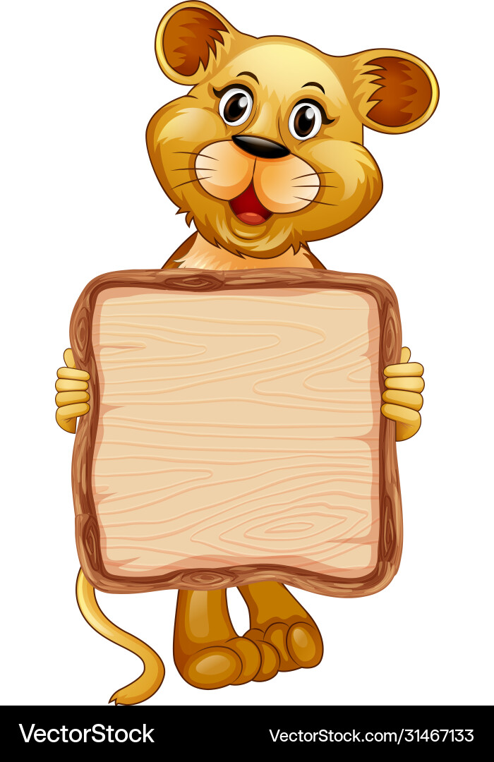 Board template with cute lion on white background Vector Image