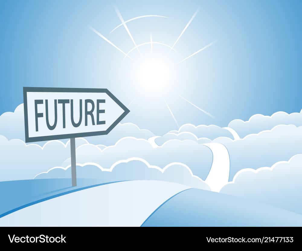 Bright future sign and road concept Royalty Free Vector