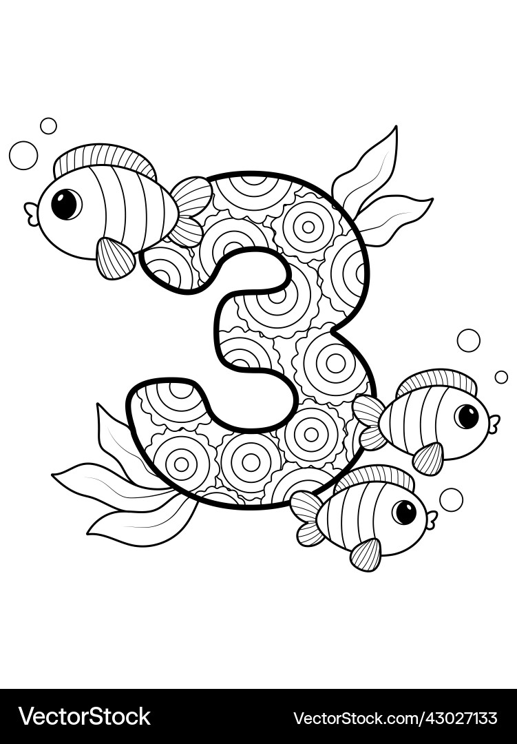 Coloring page - numbers education and fun Vector Image