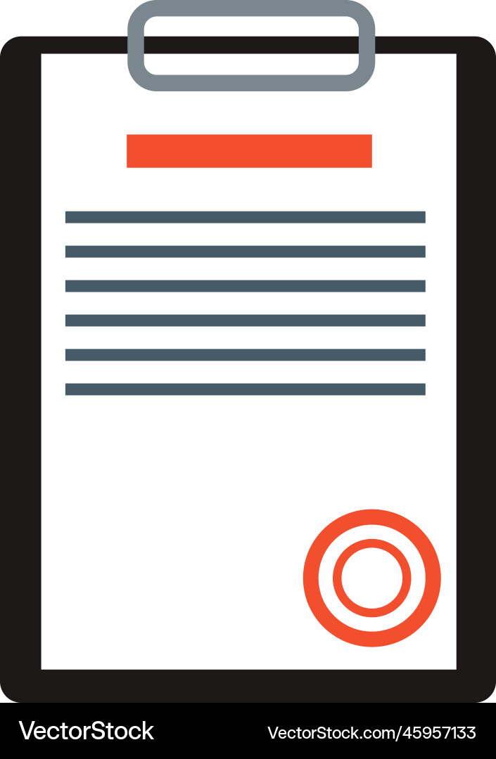 Document on clipboard color icon office paper Vector Image
