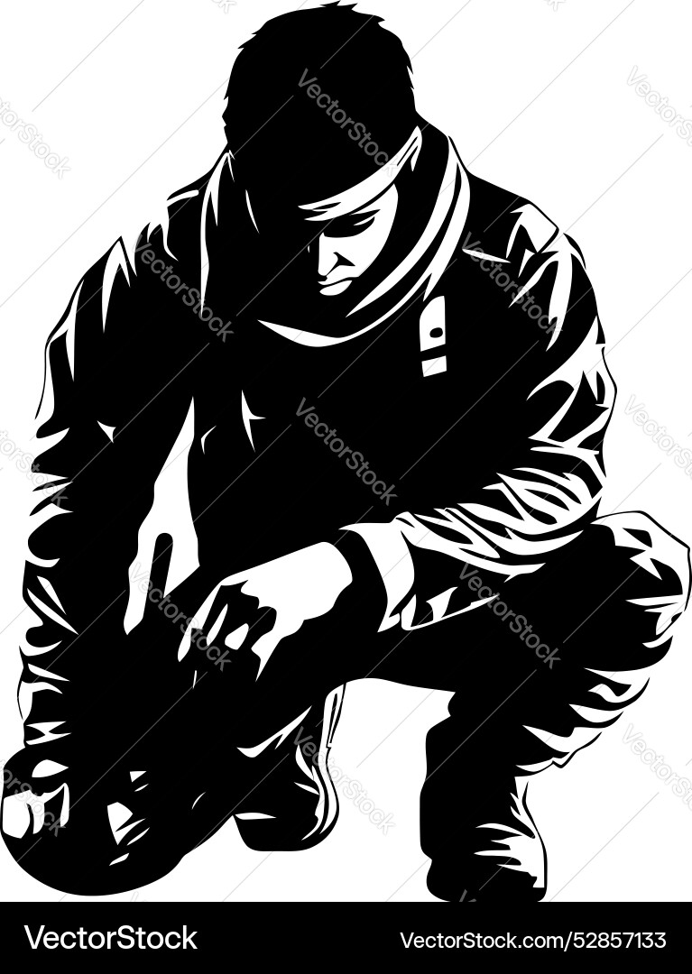 Guardian gratitude kneeling soldier symbol design Vector Image