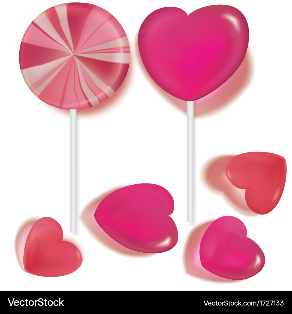 Lollipops and candy heart Royalty Free Vector Image