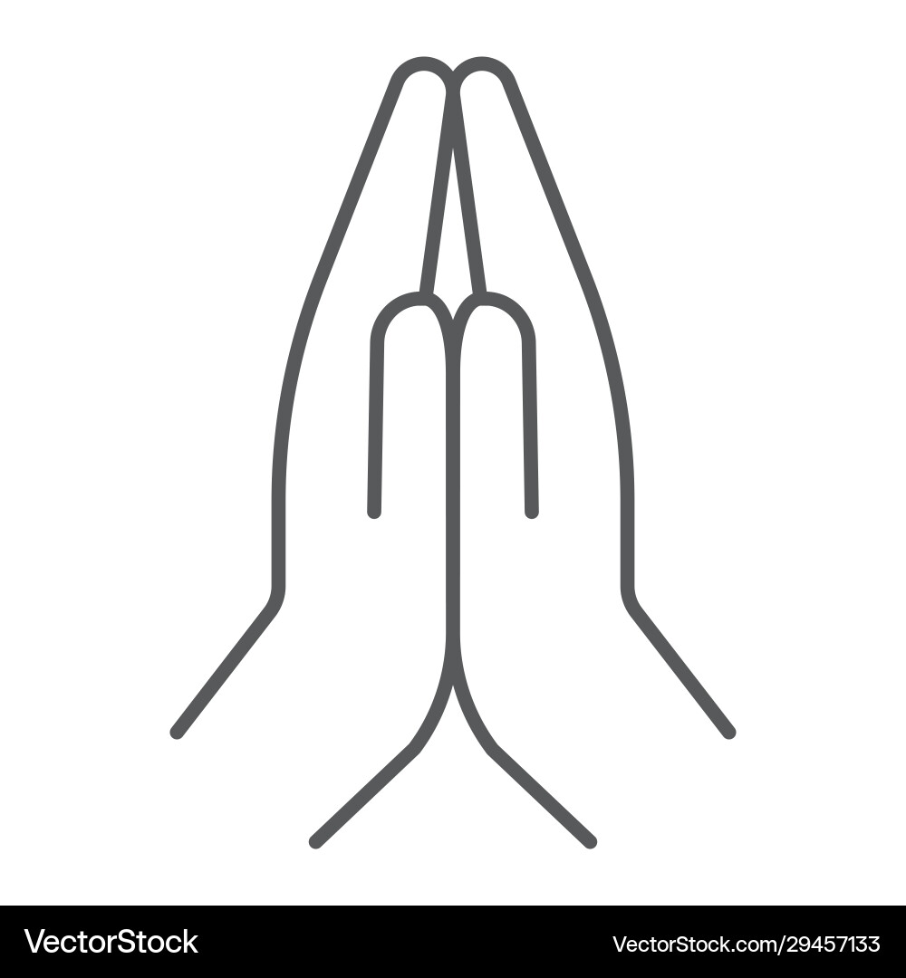 Pray thin line icon religion and prayer hands Vector Image