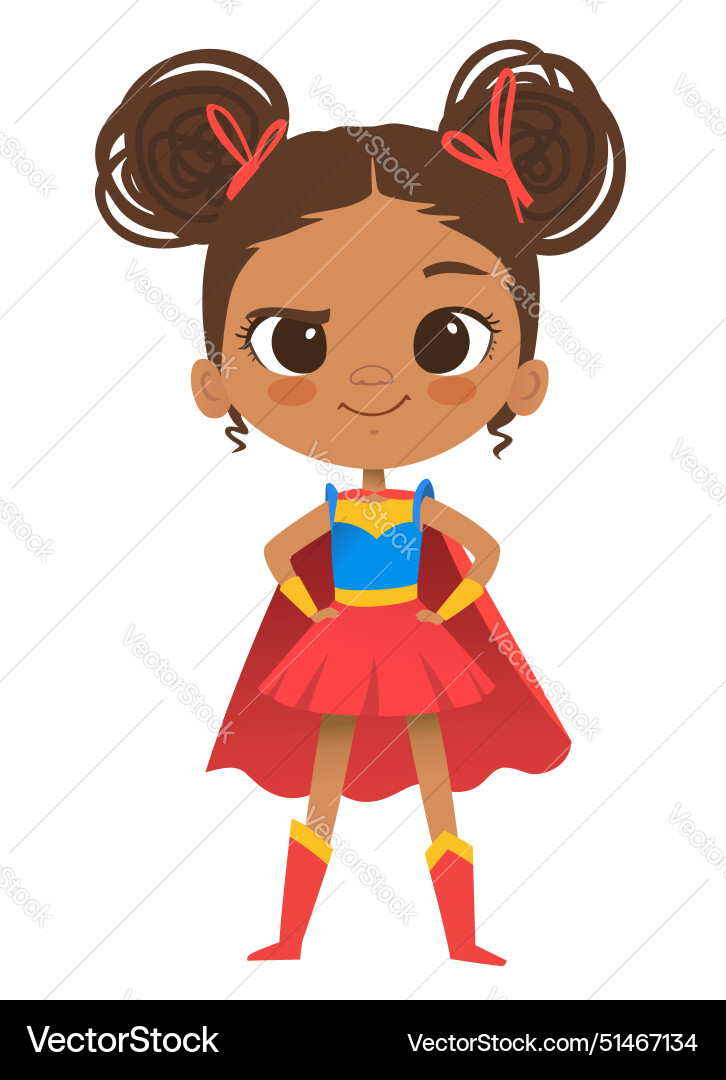 Cartoon characters superhero black girl Royalty Free Vector